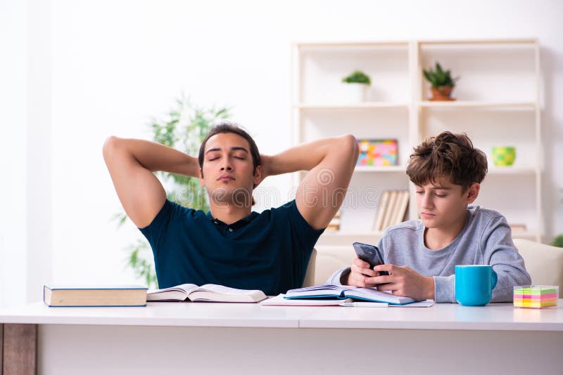Father and Son in Exam Preparation Concept Stock Photo - Image of ...