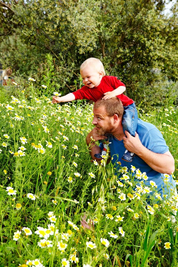 Father and son in flowers stock photo. Image of flowers - 14117894