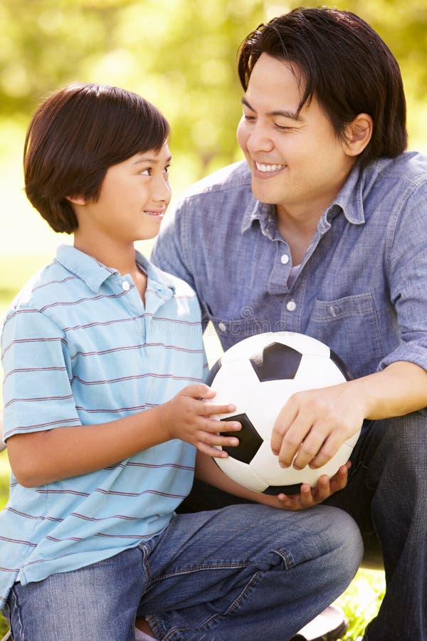 Father and Son with Football Stock Image - Image of fatherhood, leisure ...