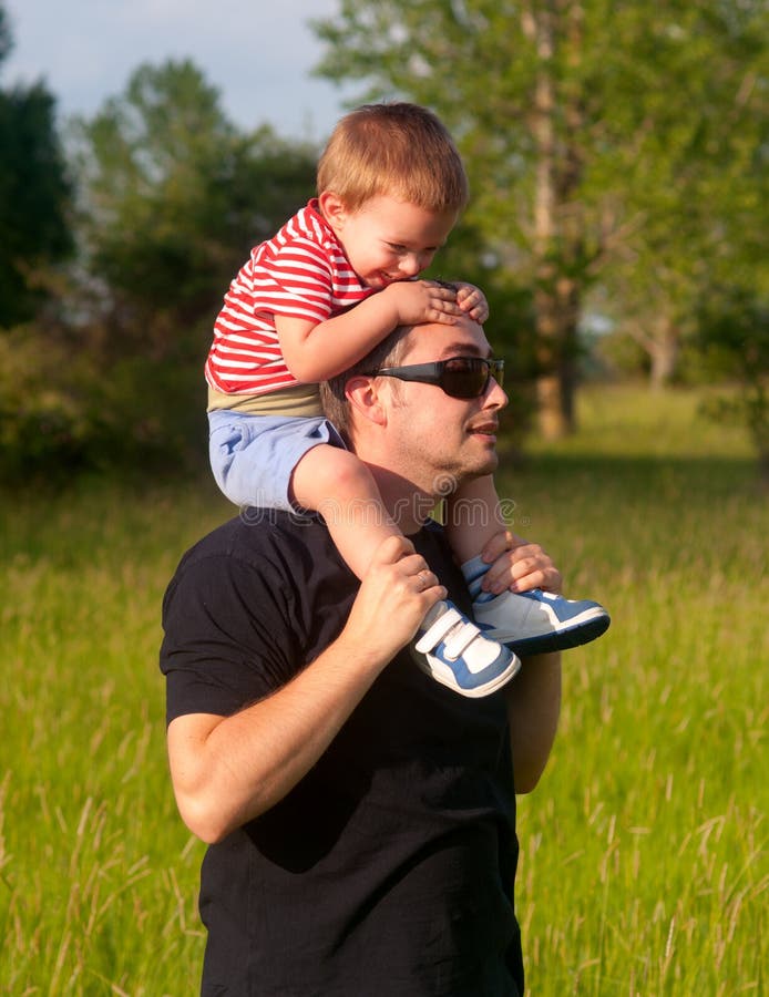 Father and Son Having Fun in the Swimming Pool Stock Photo - Image of ...