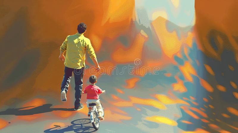 Father and Son: a Journey into the Unknown Stock Illustration ...