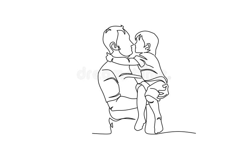 The Father and Son Line Art Drawing Continuous Stock Photo - Image of ...