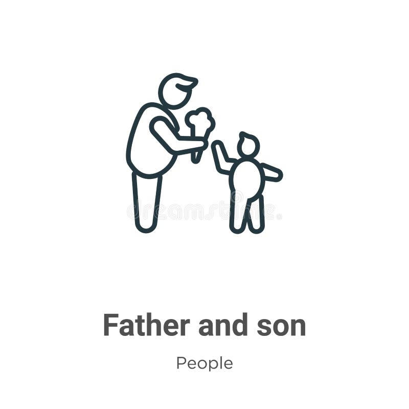 Father and Son Outline Vector Icon. Thin Line Black Father and Son Icon ...