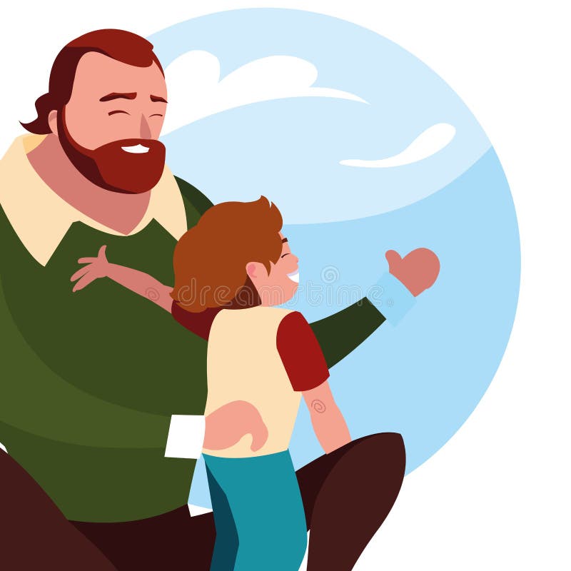 Father and Son with Pattern of Sky Clouds Stock Illustration ...