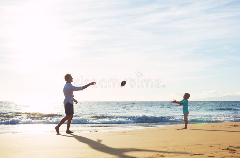 Father and Son Playing Catch Throwing Football Stock Photo - Image of ...