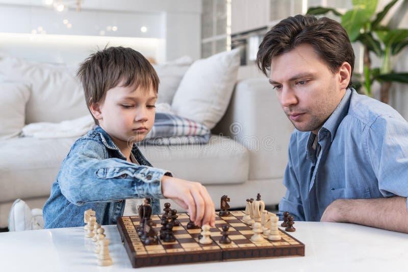 Father and Son Playing Chess Stock Image - Image of family ...