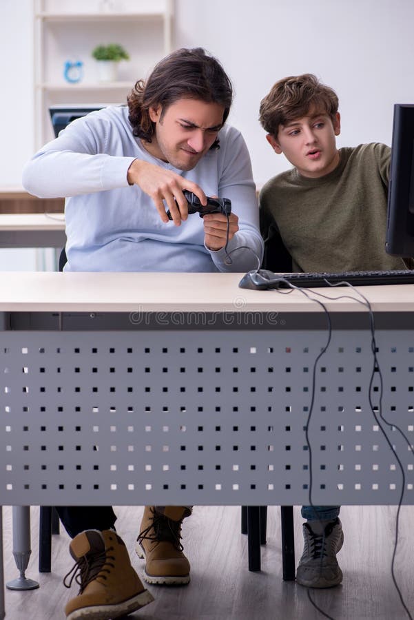 Father and Son Playing Computer Games Stock Image - Image of computer ...