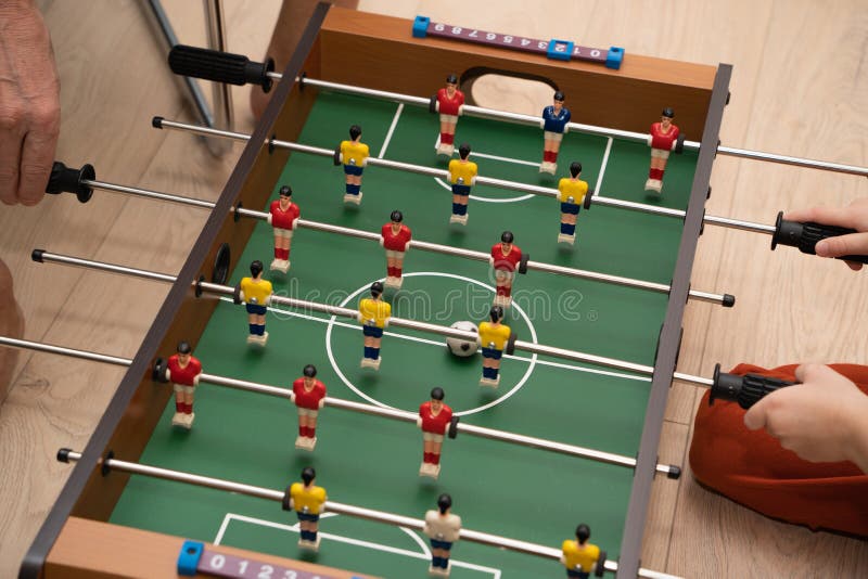 Father and Son Playing Table Soccer Close-up Stock Photo - Image of ...