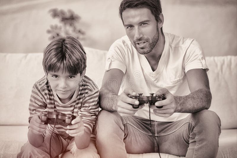 Father And Son Playing Video Games Stock Illustration - Illustration of ...
