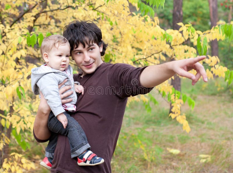 Father with Son Pointing into the Distance Stock Photo - Image of baby ...