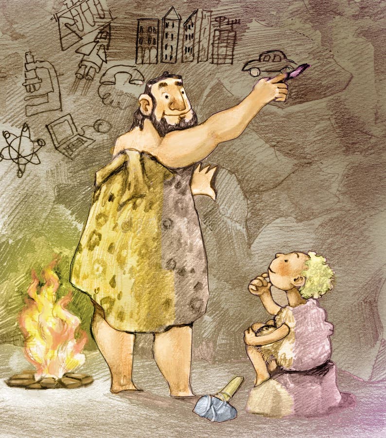 Father and son primitive stock illustration. Illustration of fantasy ...