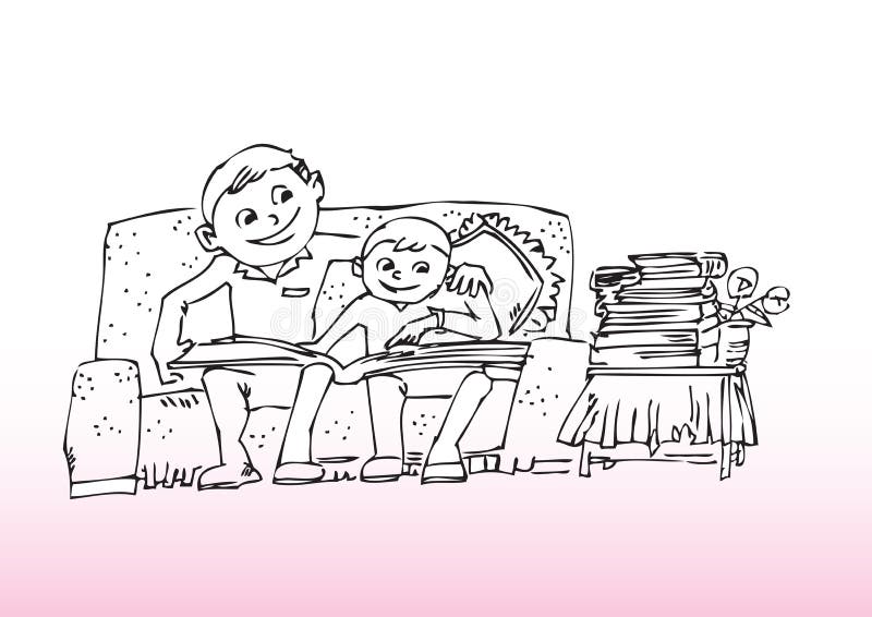 Father Child Reading Stock Illustrations – 2,433 Father Child Reading ...