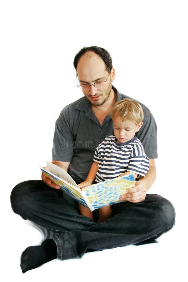 Father and Son Reading Book Stock Photo - Image of close, lesson: 6463934