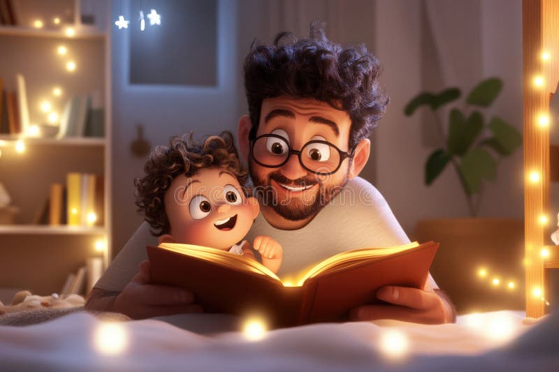 Father and Son Reading Together: Caucasian Male Bonding and Learning at ...