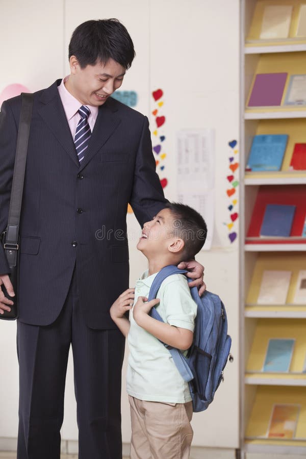 Father and Son in School Classroom Stock Image - Image of color ...