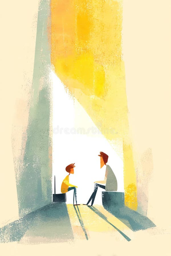 A Father and Son Share a Moment of Connection in a Warm, Sunny Setting ...