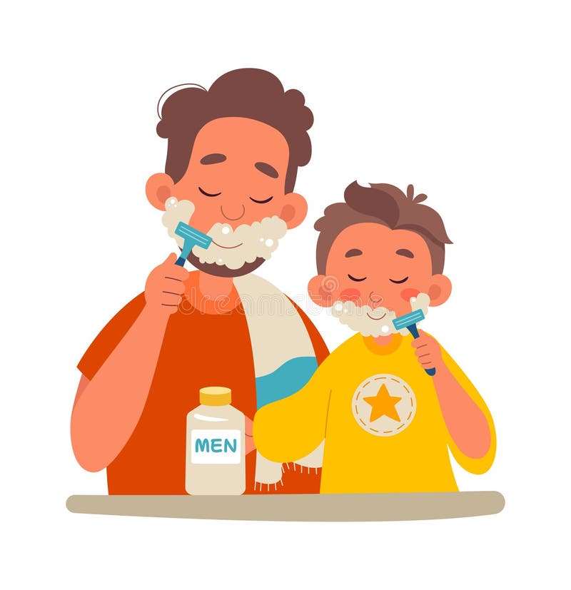 Father and Son Shaving stock vector. Illustration of shaving - 273903739