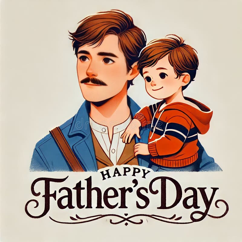 Father and Son Silhouette Design, Happy Father S Day Stock Illustration ...