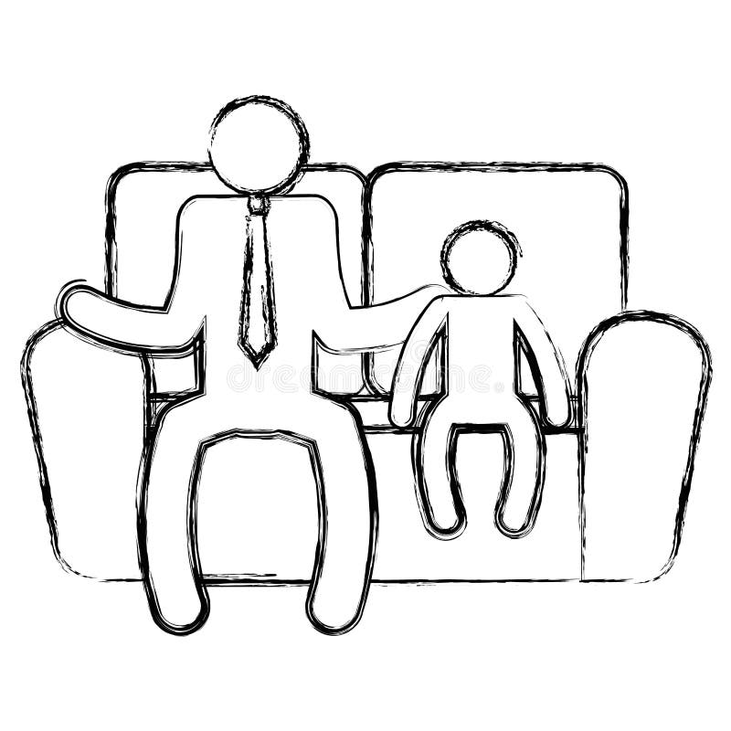 Father and Son Sitting in Sofa Stock Illustration - Illustration of ...