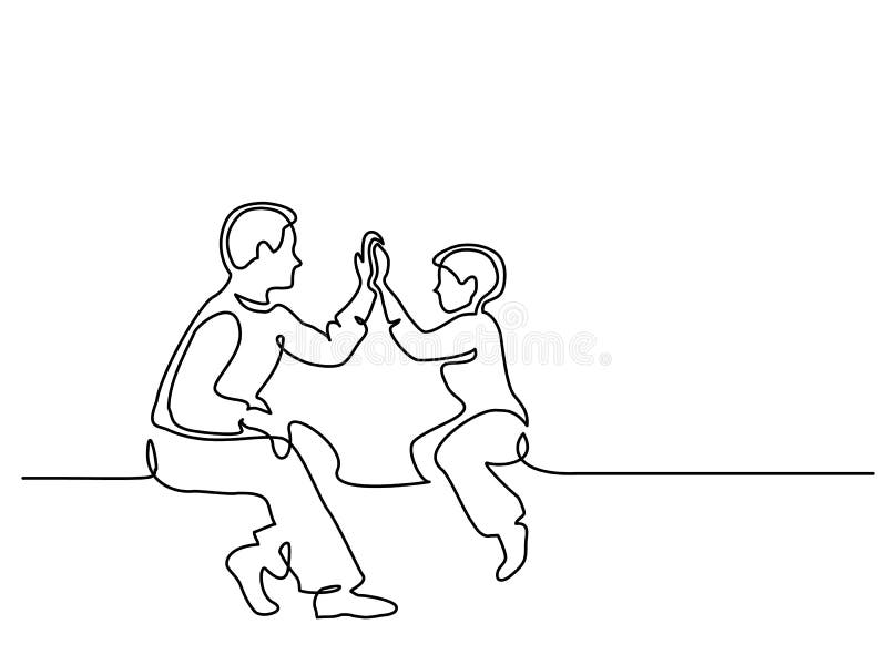 Father and Son Sitting Together Stock Vector - Illustration of drawing ...