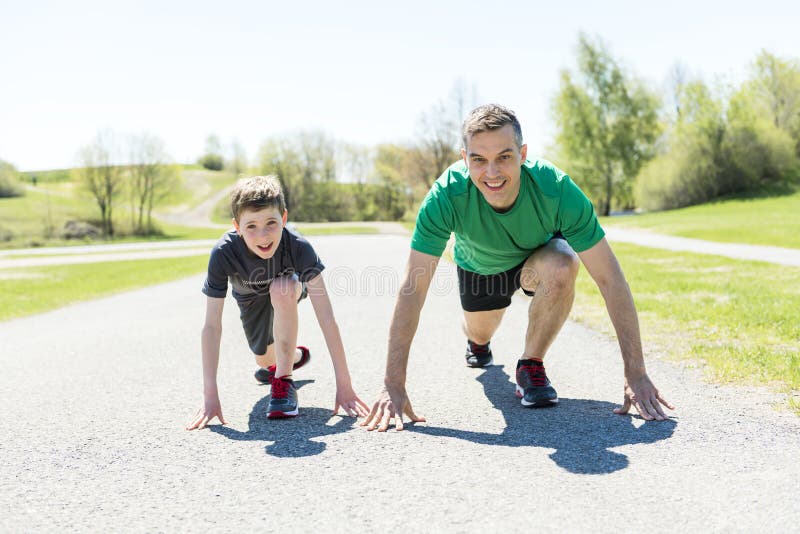 Father with Son Sport Running Together Outside Stock Image - Image of ...