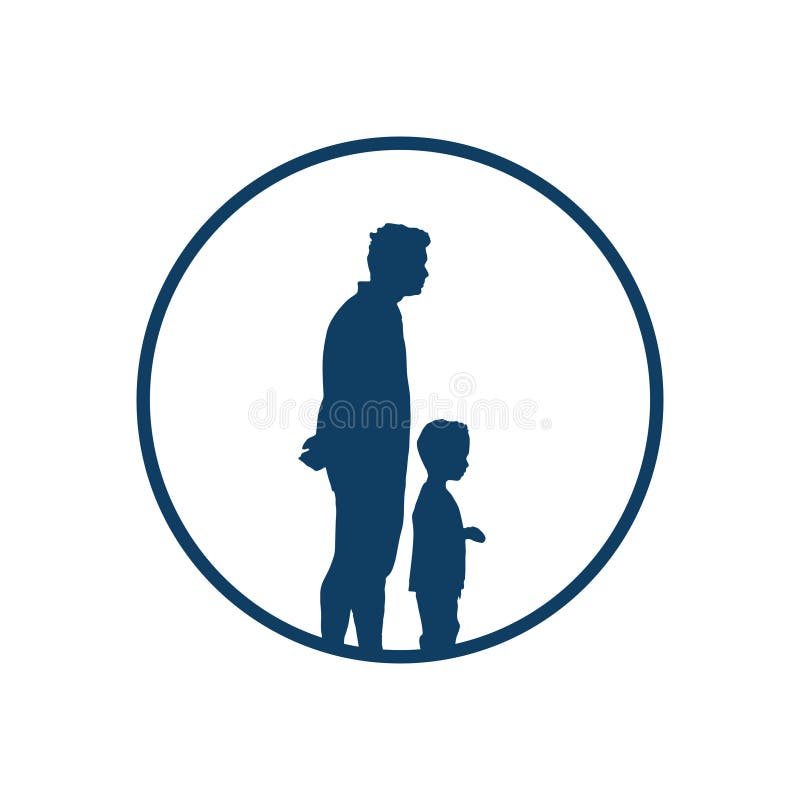 Father and Son Standing Silhouette Inside a Circle Representing Bond ...
