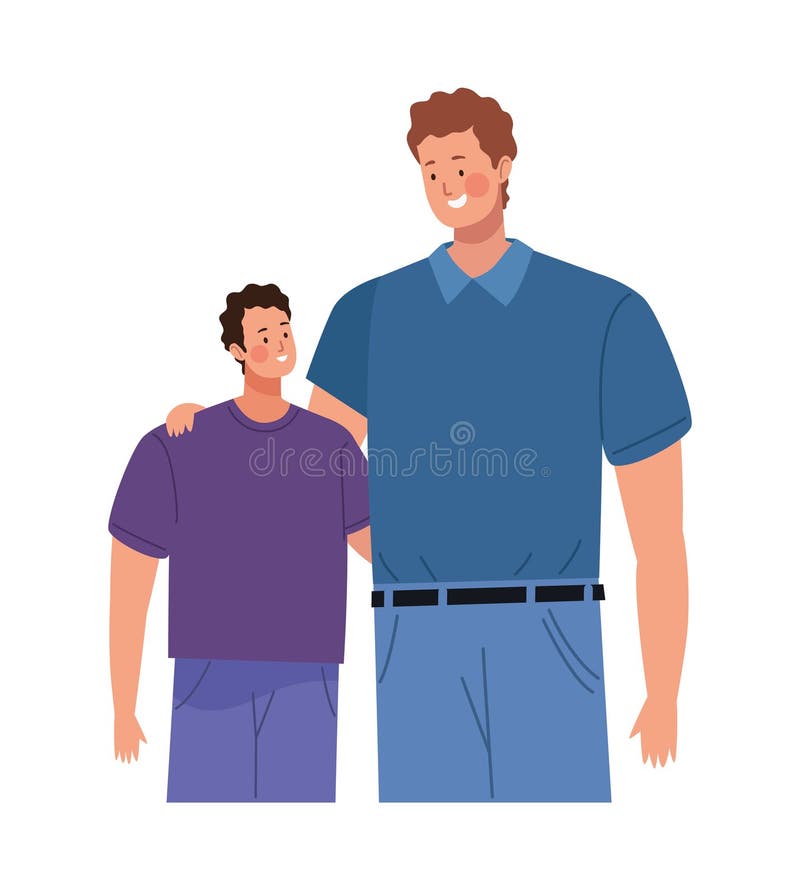 Father and Son Standing Together Stock Vector - Illustration of ...