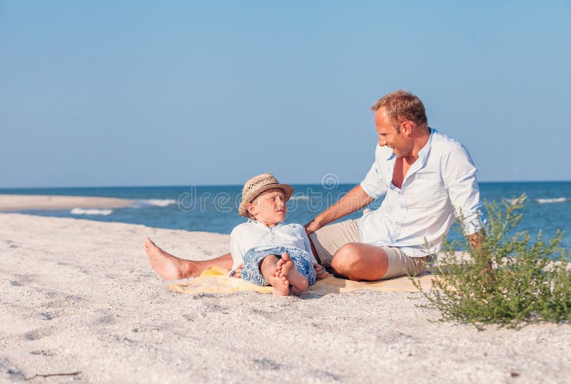 Father Son Take Sun Bath Sea Beach Stock Photos - Free & Royalty-Free ...