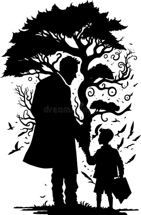 Father and Son Tattoo Design Idea with Tree Vector File Stock Vector ...