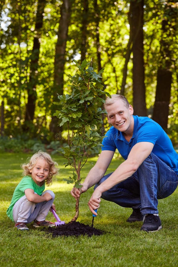 Father and son with tree stock image. Image of child - 92505835