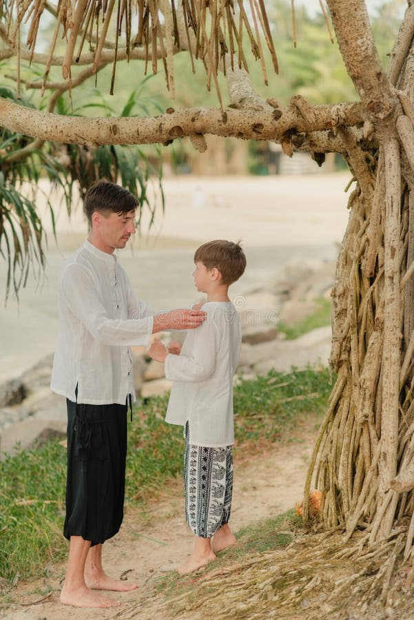 Father and Son Under a Tree in the Indian Pants Stock Image - Image of ...