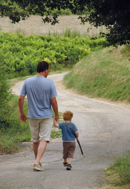 Father and Son Walking stock image. Image of back, hiking - 6124727