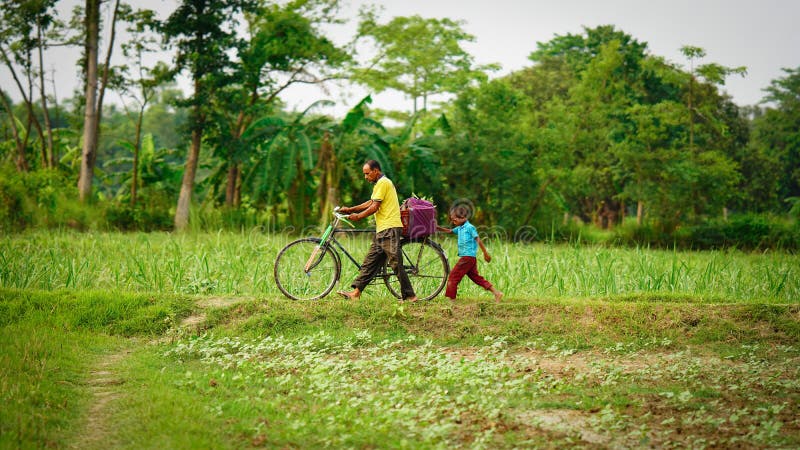 Father and Son Walking in Farm Image Editorial Photo - Image of work ...