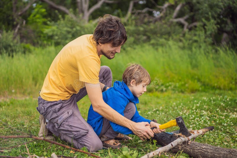 Father and Son Working with Tools Outdoor Stock Photo - Image of sharp ...