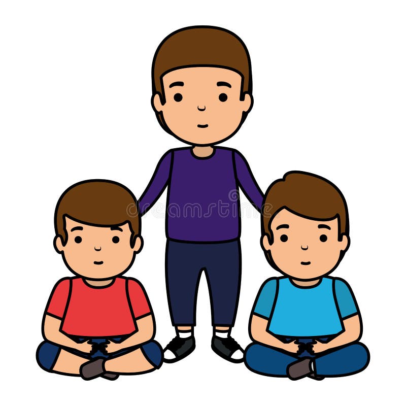 Father with Sons Characters Stock Illustration - Illustration of father ...
