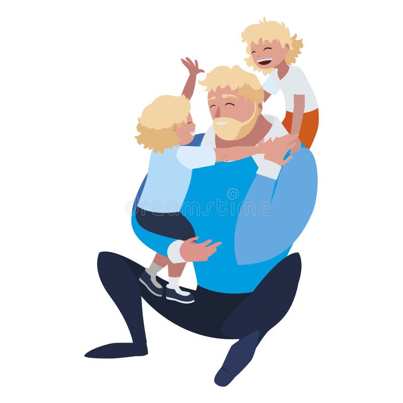 Father with Sons Characters Stock Illustration - Illustration of ...