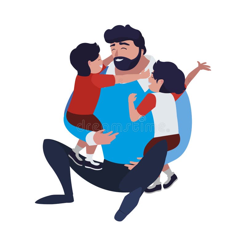 Father with Sons Characters Stock Illustration - Illustration of ...