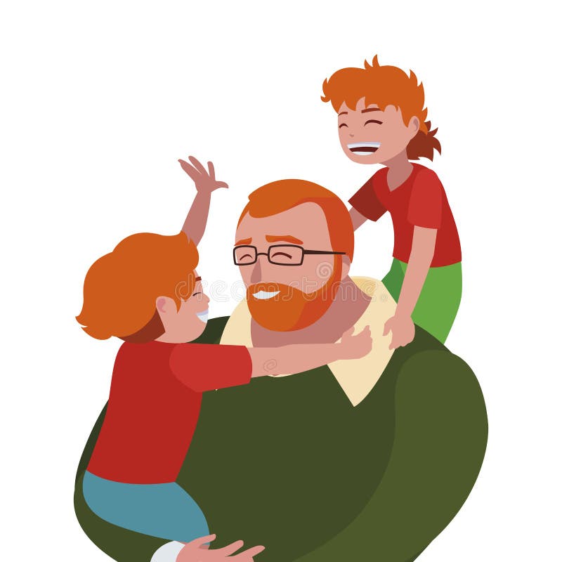 Father with Sons Characters Stock Illustration - Illustration of happy ...