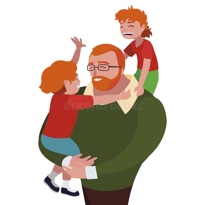 Father with Sons Characters Stock Illustration - Illustration of young ...