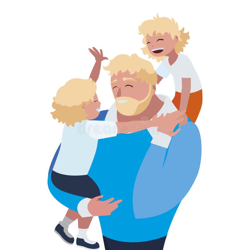 Father with Sons Characters Stock Illustration - Illustration of ...