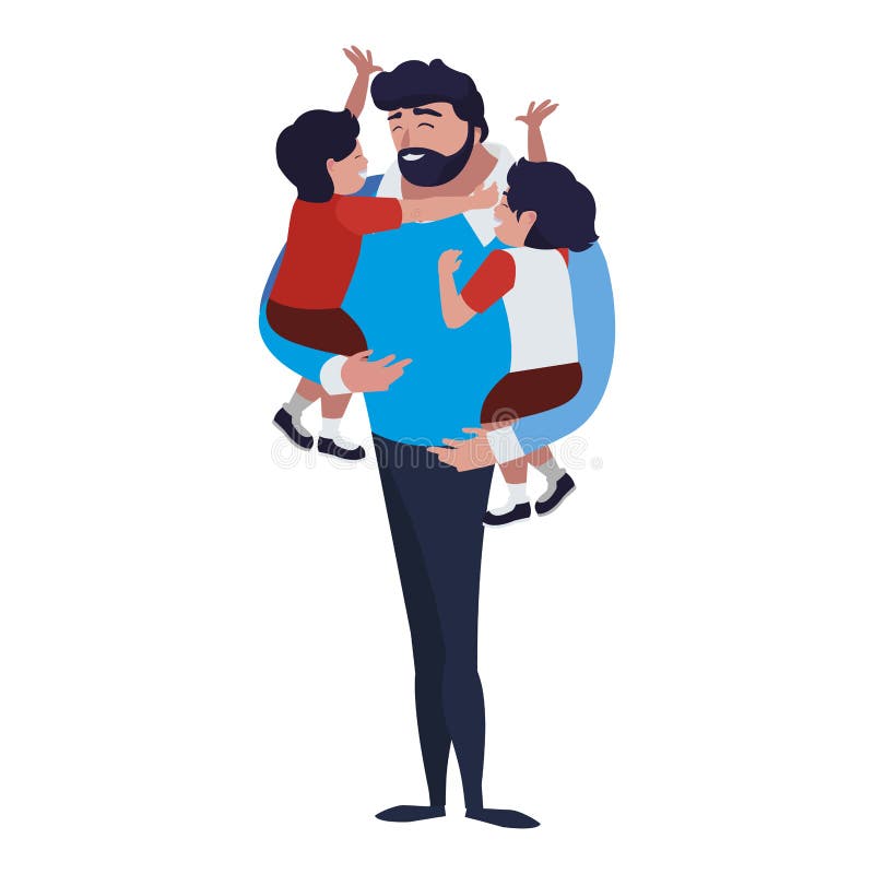 Father with Sons Characters Stock Illustration - Illustration of ...