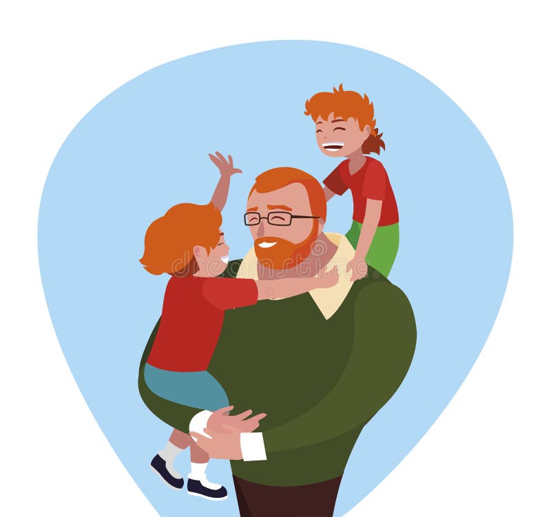 Father with Sons Characters Stock Illustration - Illustration of little ...