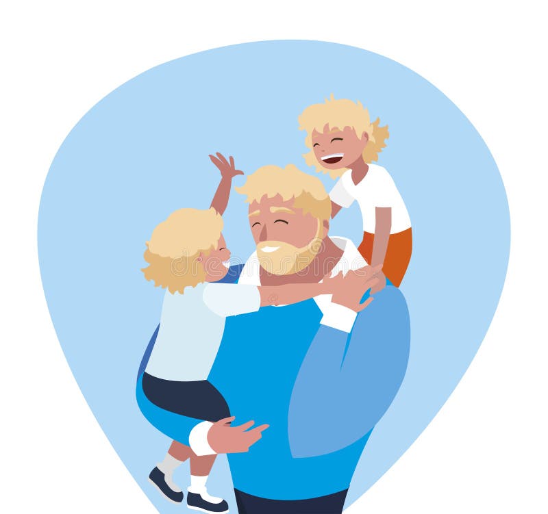 Father with Sons Characters Stock Illustration - Illustration of ...