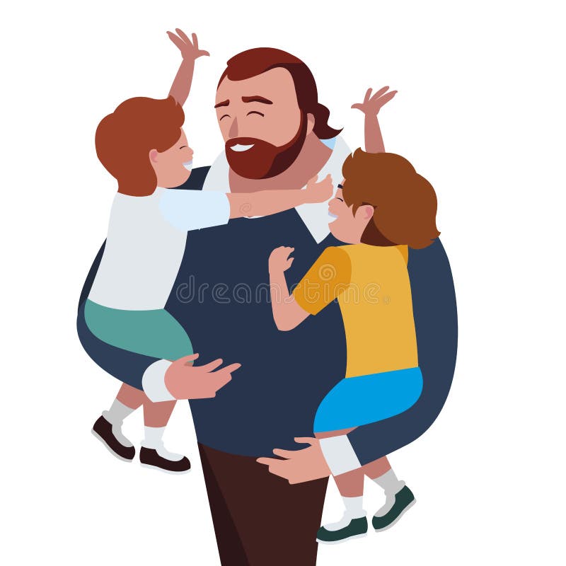 Father with Sons Characters Stock Illustration - Illustration of trendy ...