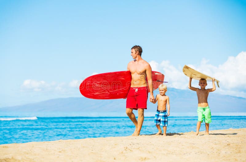 Father and Sons Going Surfing Stock Image - Image of surfing, activity ...