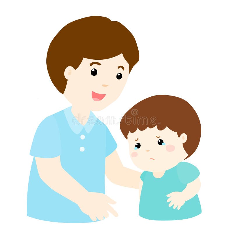 Father soothes crying son stock vector. Illustration of fear - 65244667