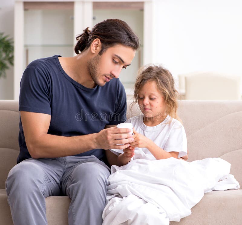 Father Taking Care of His Ill Daughter Stock Image - Image of girl, parent: 281263441