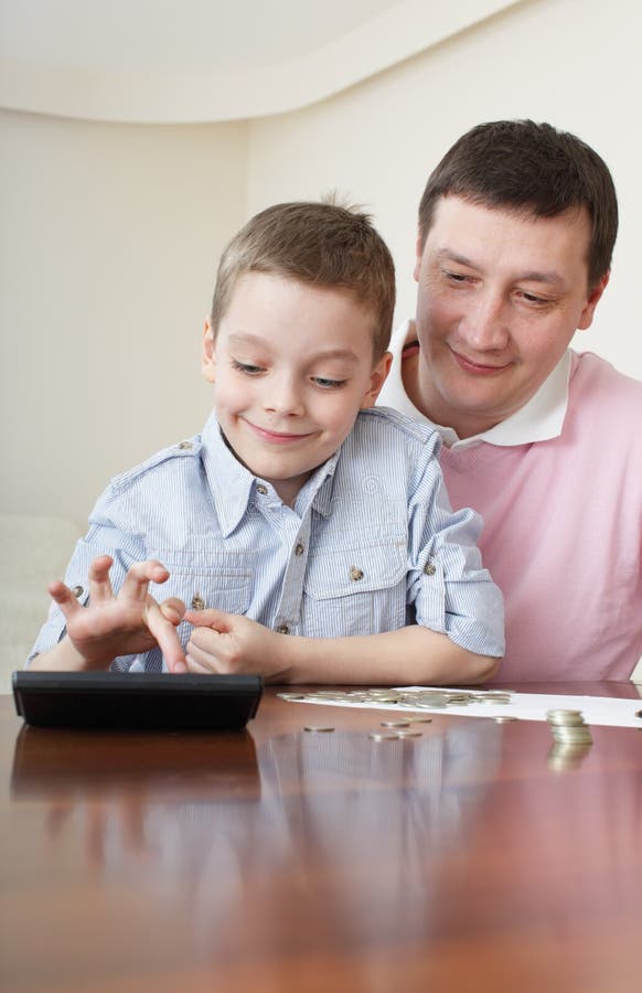 Father Training the Son To the Finance Stock Image - Image of parent ...