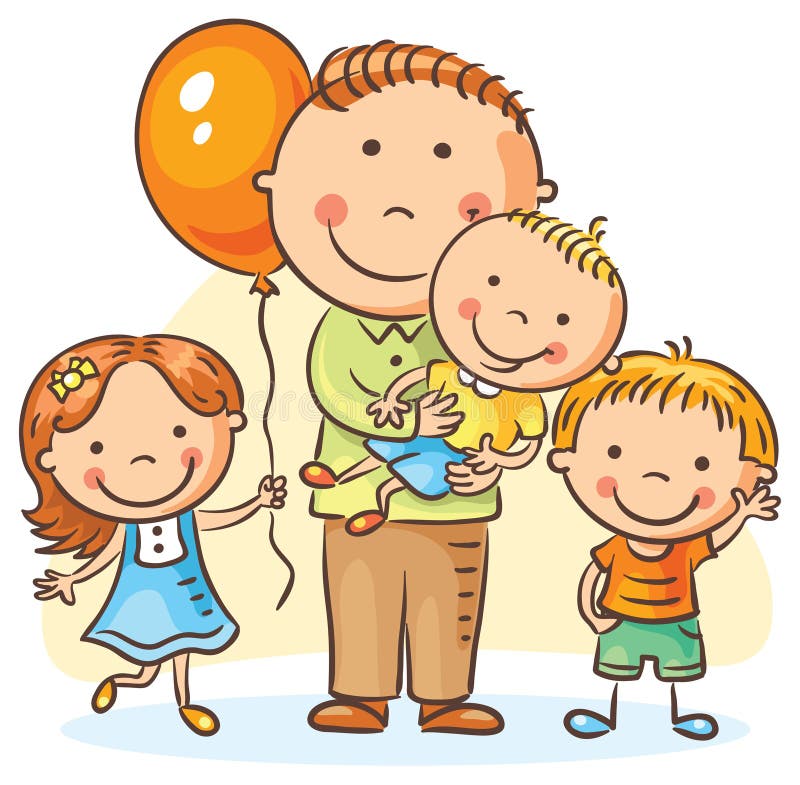 Happy Family with Three Children Stock Vector - Illustration of people ...