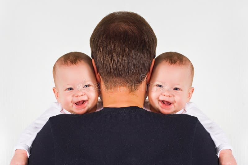 Father and twins stock photo. Image of funny, male, enjoy - 29969888